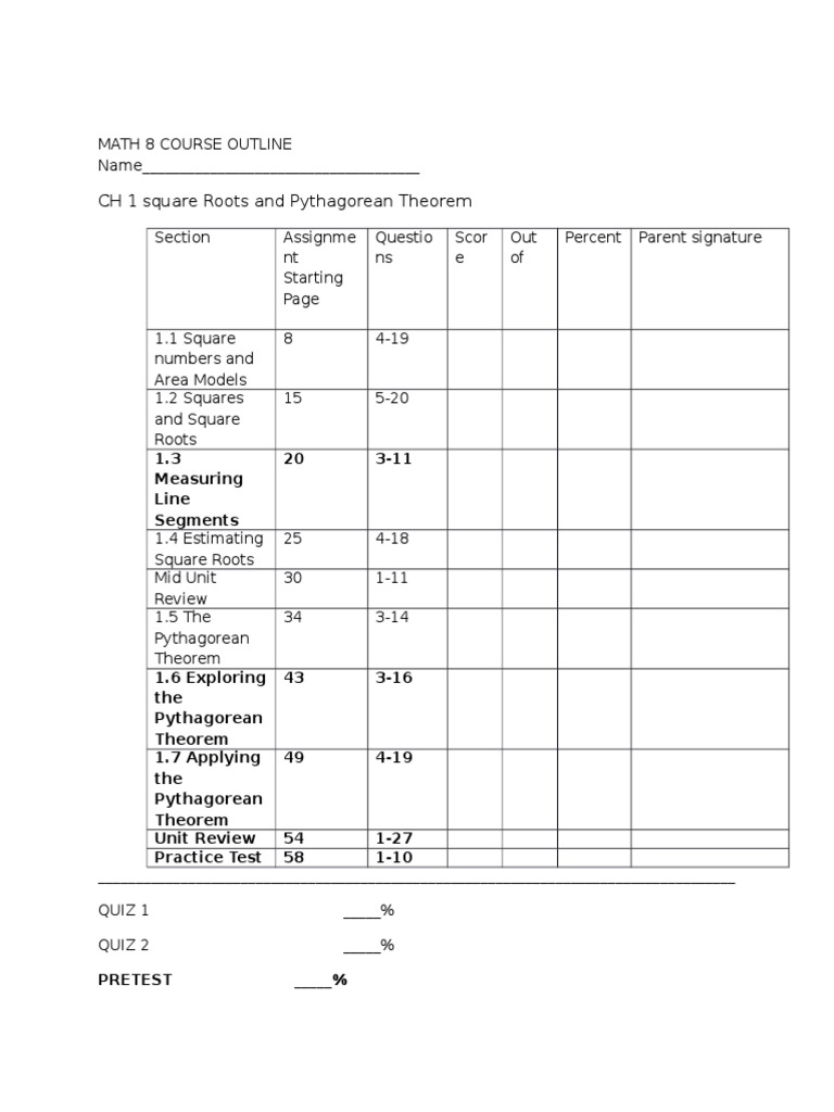 Math 8: Square Roots & Pythagorean | PDF | Teaching Methods & Materials