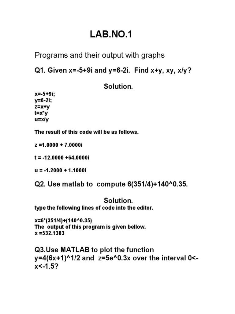 LAB - NO.1: Programs and Their Output With Graphs | PDF | Computer ...
