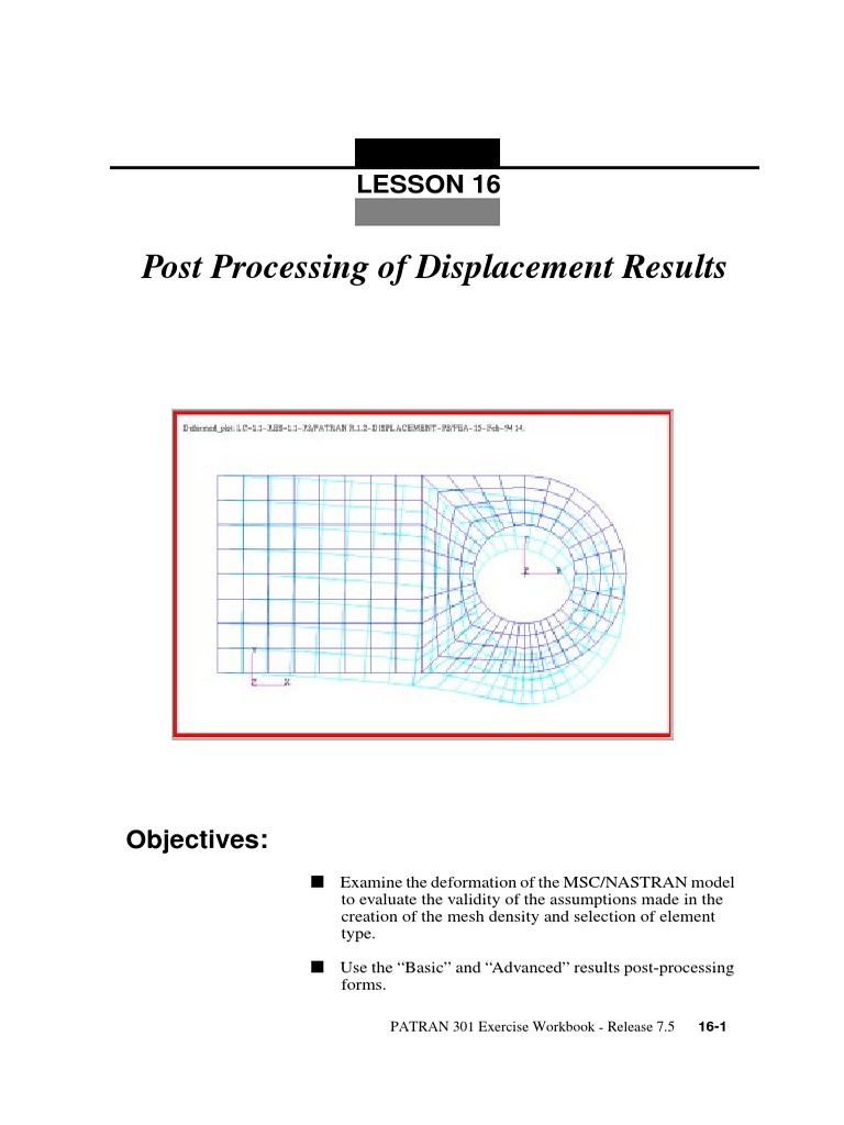 Patran Lesson16 Post Processing of Displacement Results | PDF | Shape ...