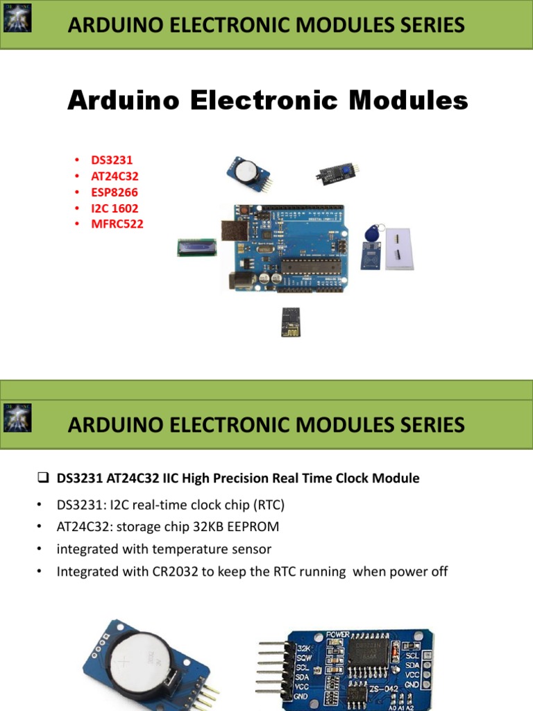 Arduino Electronic Modules DS3231 - AT24C32 - I2C1602 - MFRC522 - ESP8266 - Jie Deng | PDF ...