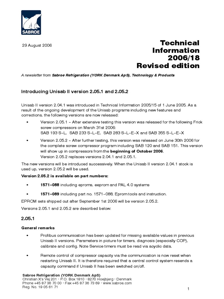 Introducing Unisab II Version 2.05.1 and 2.05.2 | PDF | Timer ...