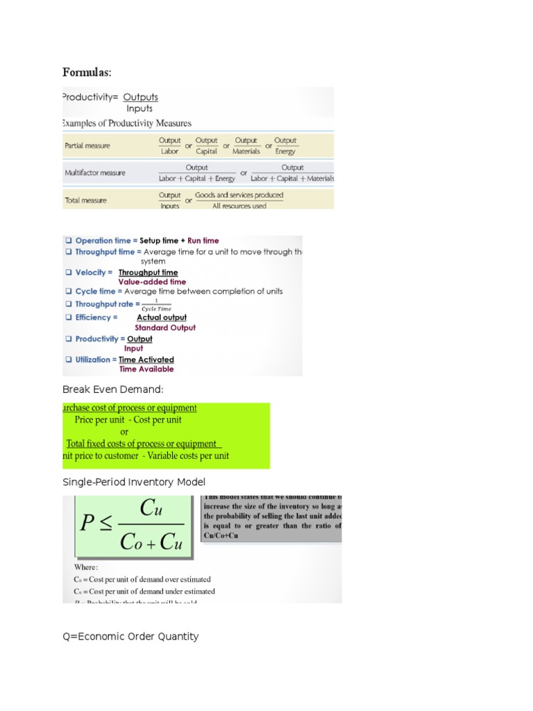 Inventory Management Formulas Explained | PDF | Demand | Economics