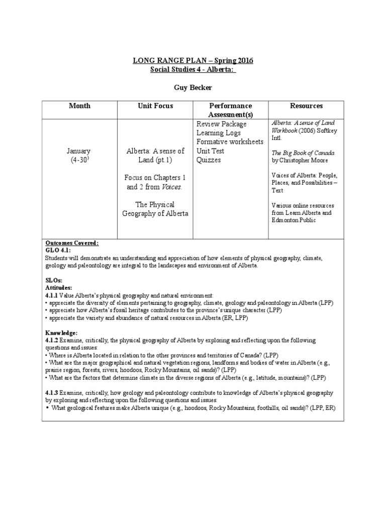 Long Range Plan Social Studies | PDF | Alberta | Geography