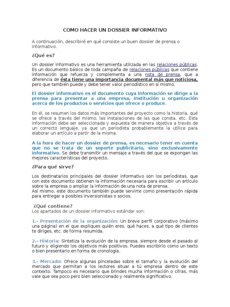 Como Hacer Un Dossier Informativo | Información | Periodismo