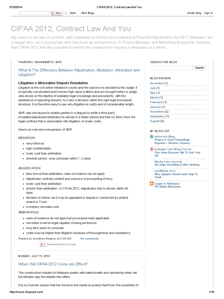 CIPAA 2012, Contract Law and You | PDF | Adjudication | Damages