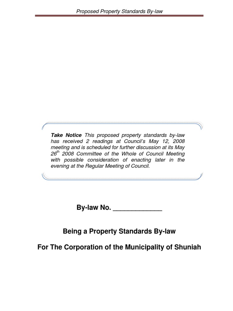 Proposed Property Standards By-Law | PDF | Surface Runoff | Stormwater