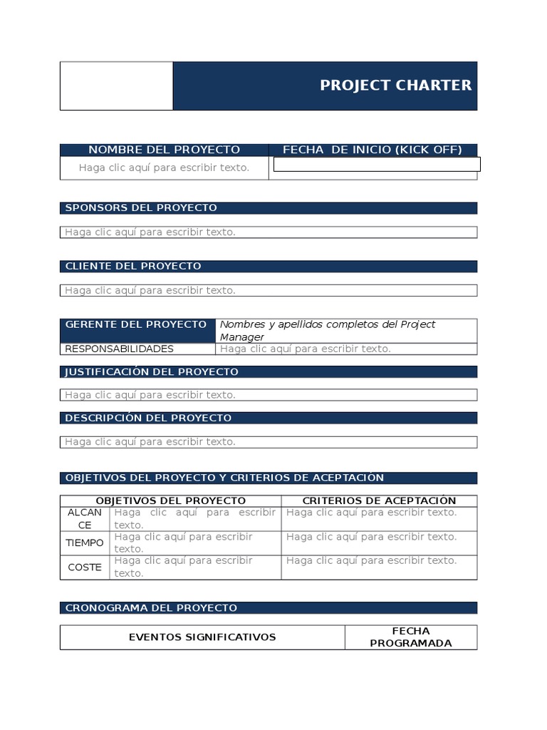 1 Formato Project Charter Pdf
