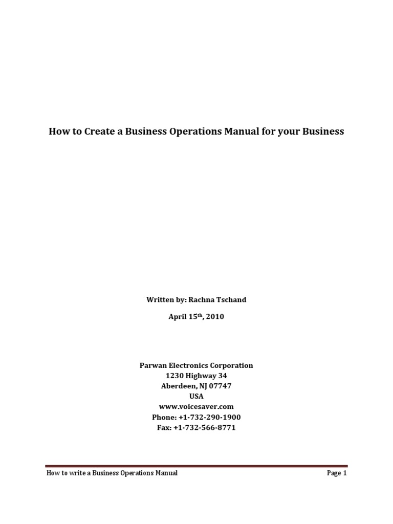 How To Write A Business Operations Manual by Rachna Tschand | PDF ...