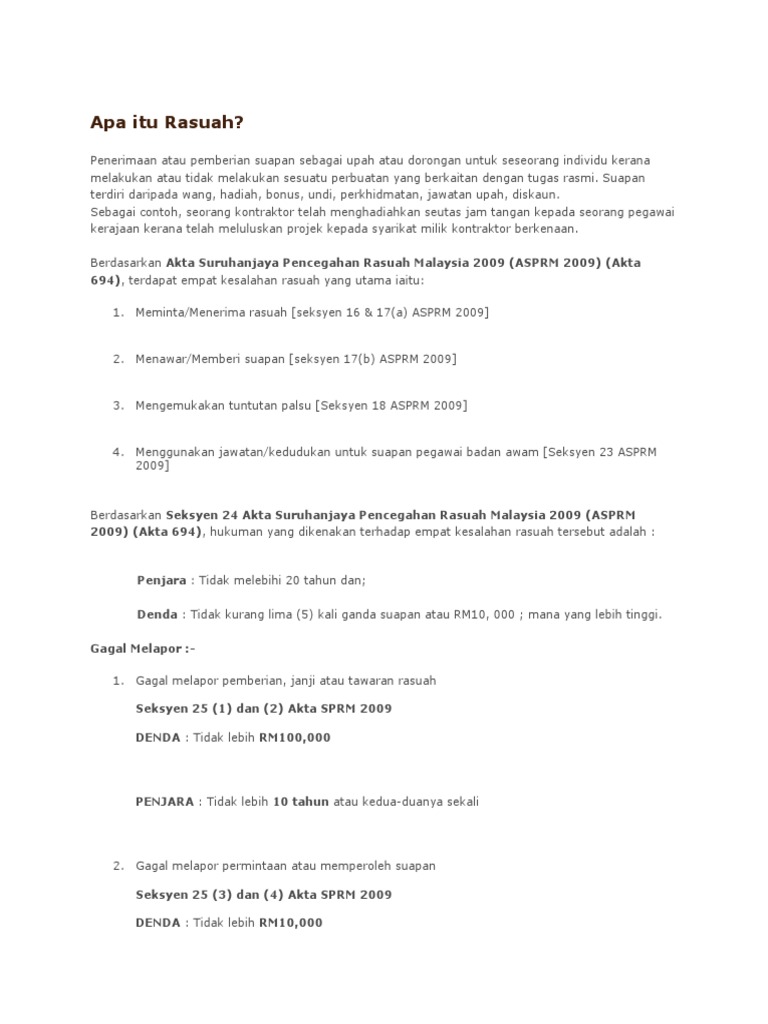 Apa Itu Rasuah | PDF