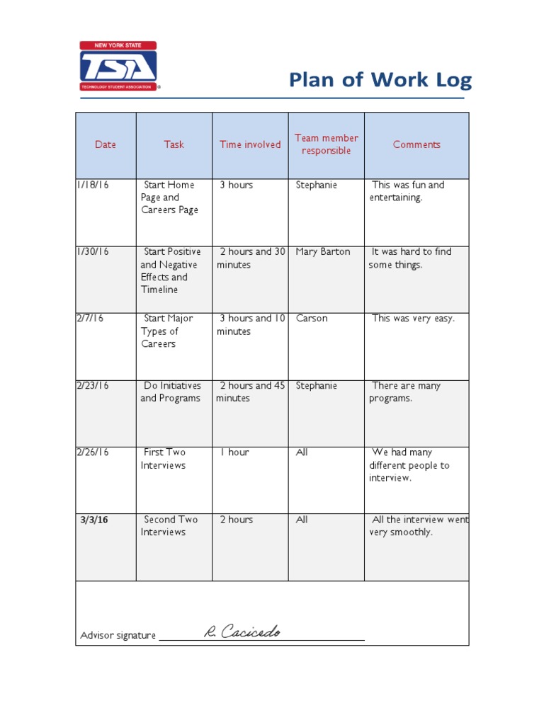 Work Log for Project Tasks and Interviews | PDF | Career & Growth