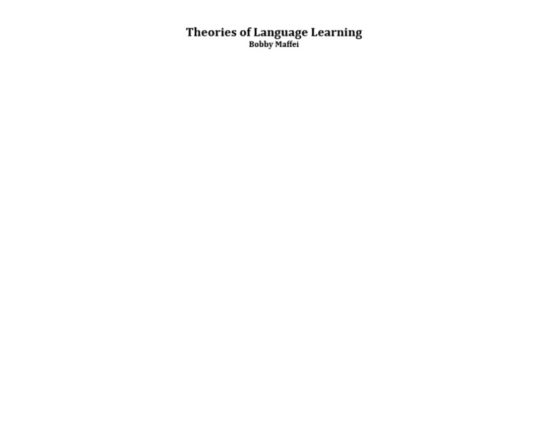 Language Learning Theories Overview | PDF