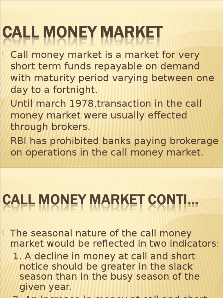 Call money market & T bills~1.PPT | United States Treasury Security | Banks