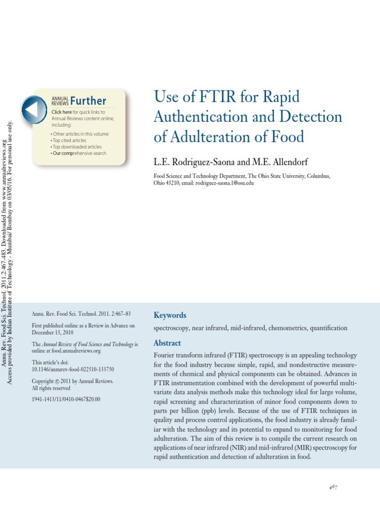 Use of FTIR For Rapid Authentication and Detection of Adulteration of ...