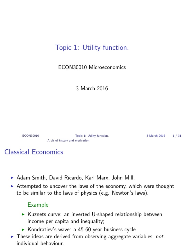 Topic 1: Utility Function.: ECON30010 Microeconomics | PDF | Utility ...