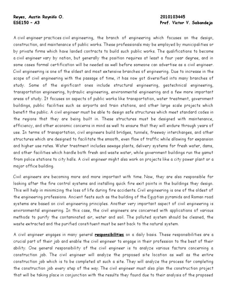 Roles of A Civil Engineer | PDF | Civil Engineering | Engineer