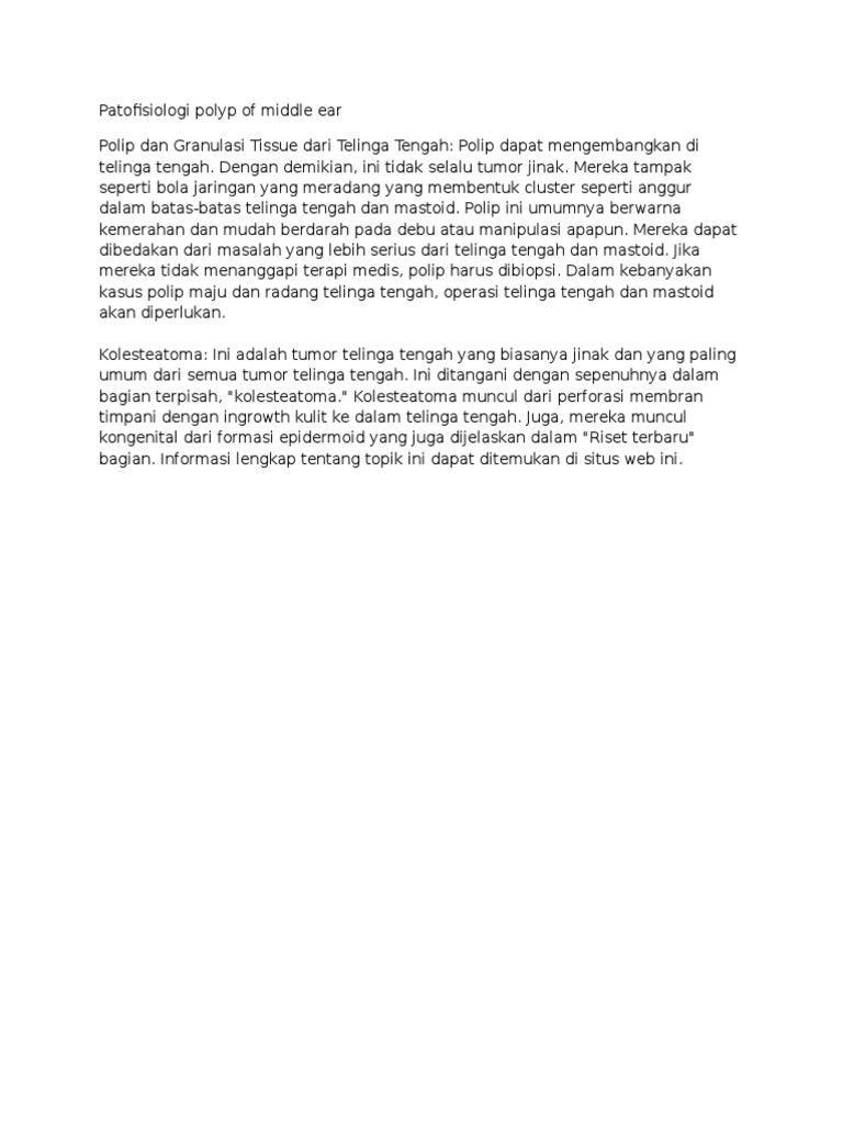 Polyp of Middle Ear | PDF | Kepala dan Leher Manusia | Ilmu Kesehatan