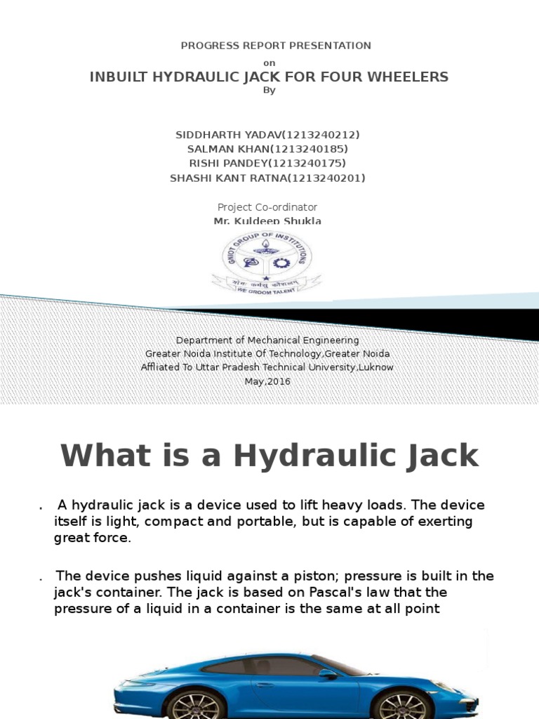 Inbuilt Hydraulic Jack Project | PDF | Valve | Cylinder (Engine)
