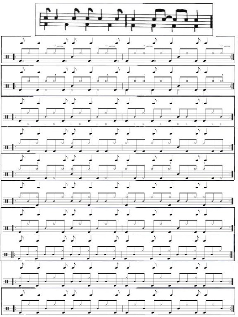 Ted Reed's Syncopation Book - Creative Drum Grooves in 12 - 8 PDF | PDF | Entertainment (General)