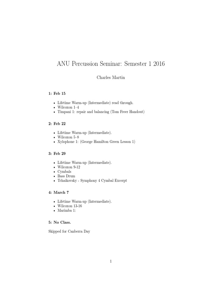 2016 Percussion Seminar Syllabus | PDF | Percussion Instruments ...