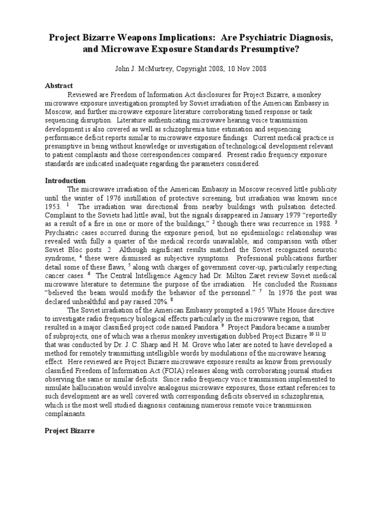 Project Bizarre Weapons Implications | PDF | Schizophrenia | Memory