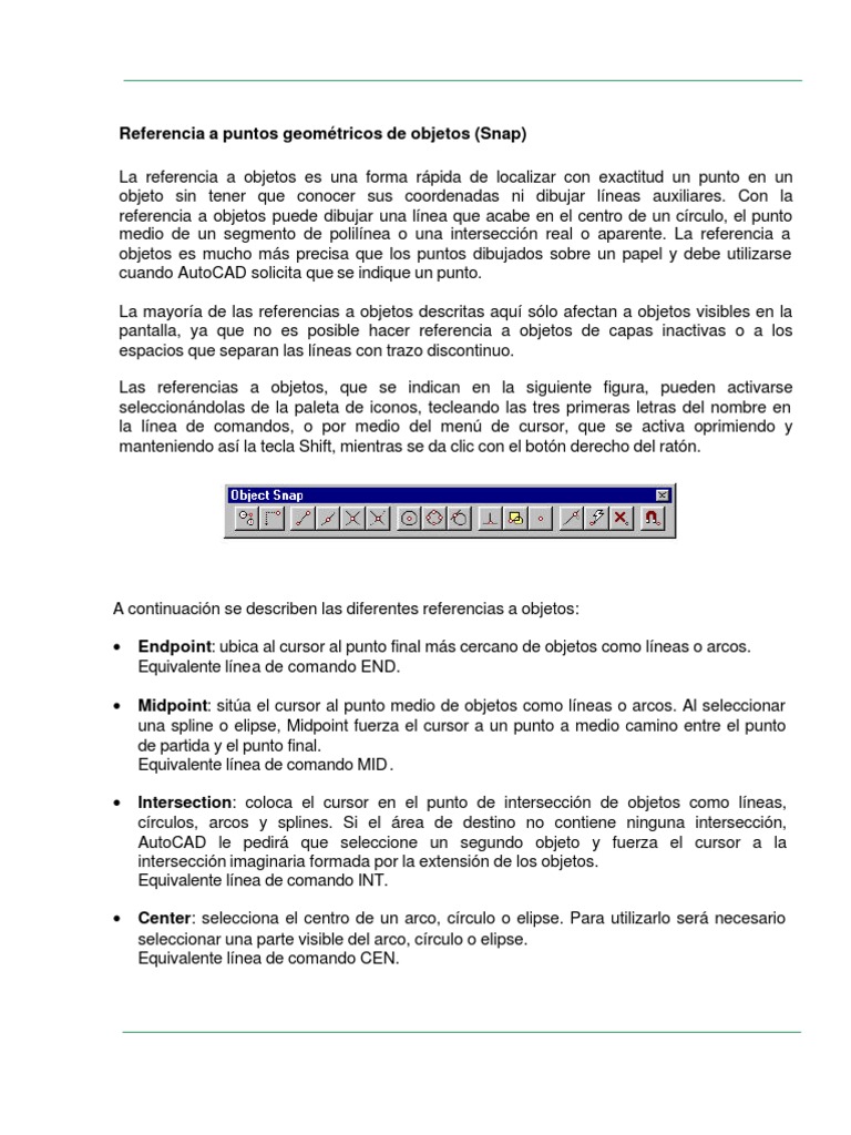 Guía de Referencia a Objetos en AutoCAD | PDF | Point and Click | Elipse