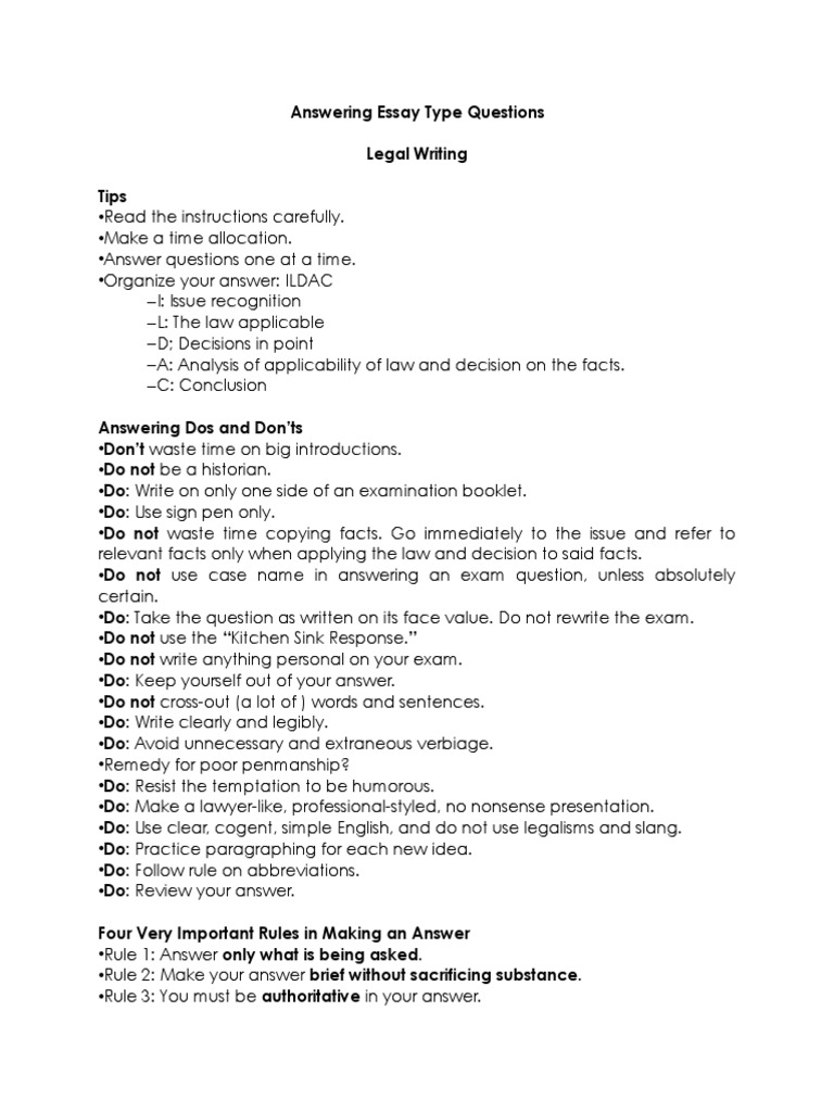 Answering Essay Type Questions | PDF | Jurisprudence | Ellipsis