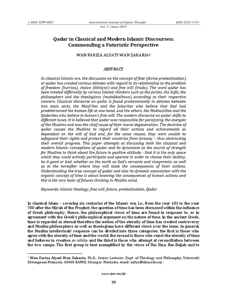 Qada and Qadar | PDF | Free Will | God In Islam