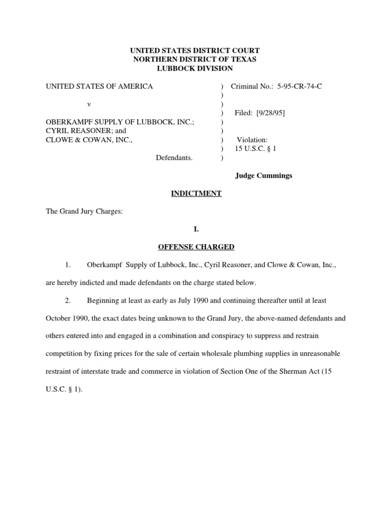 United States District Court Northern District of Texas Lubbock ...