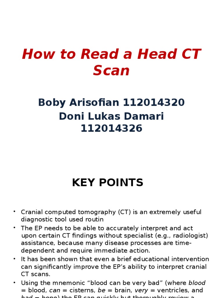 How To Read A Head CT Scan | Download Free PDF | Ct Scan | Neurology