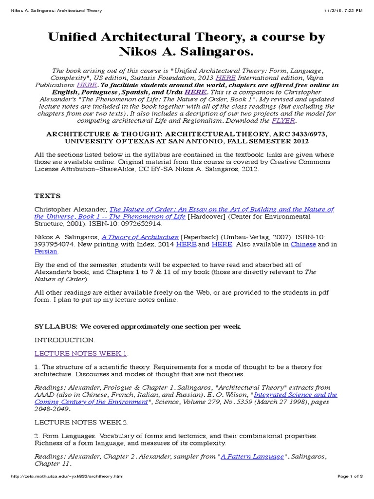 Architectural Theory Syllabus | PDF | Fractal | Cognitive Science