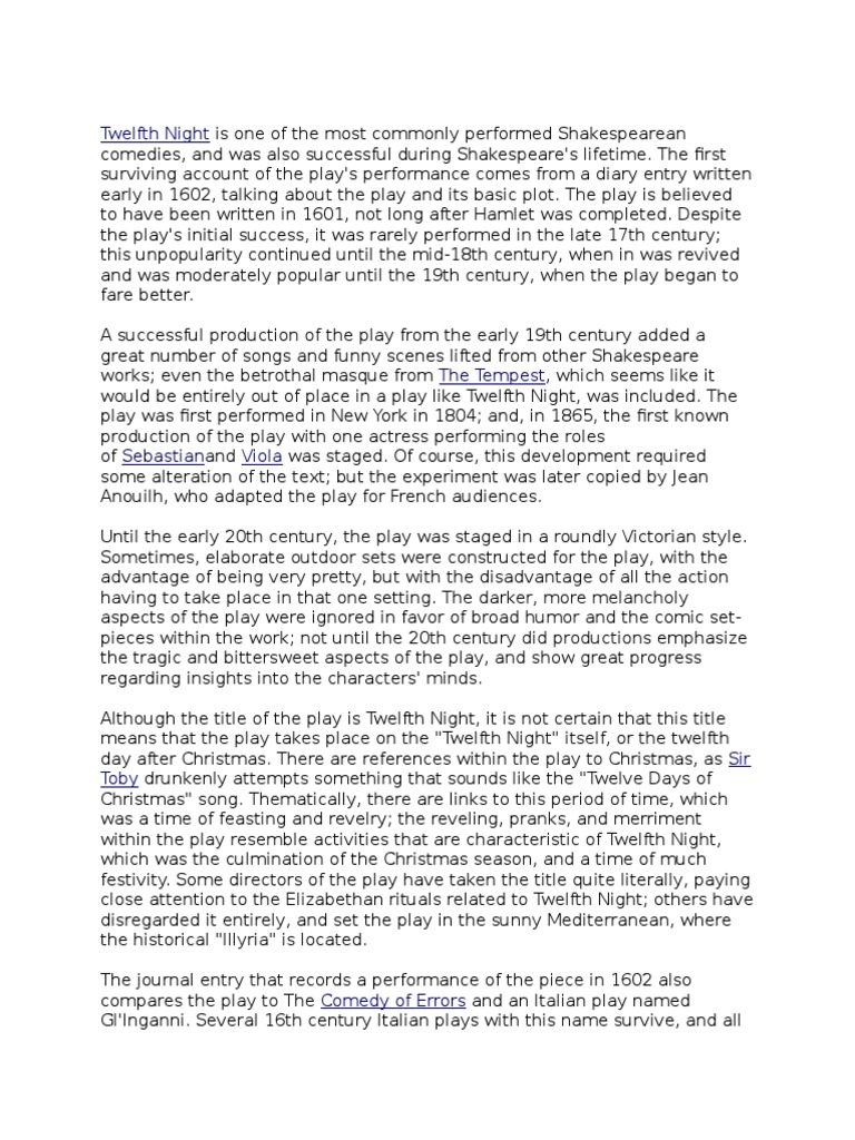 Twelfth Night | PDF | Twelfth Night