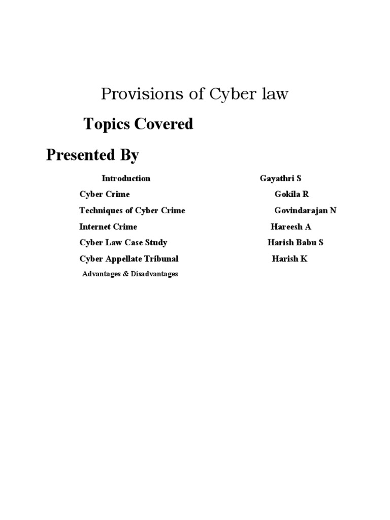Overview of Cyber Law Provisions | PDF | Virtue | Security Hacker