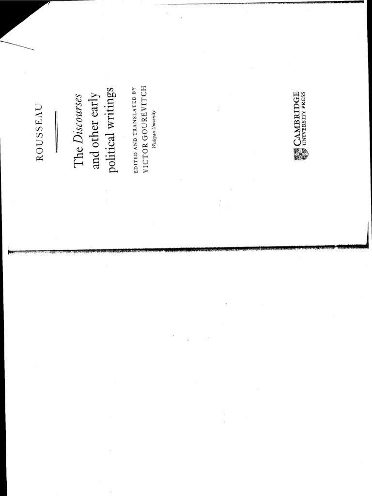 Jean-Jacques Rousseau - The Discourses and Other Early Political ...