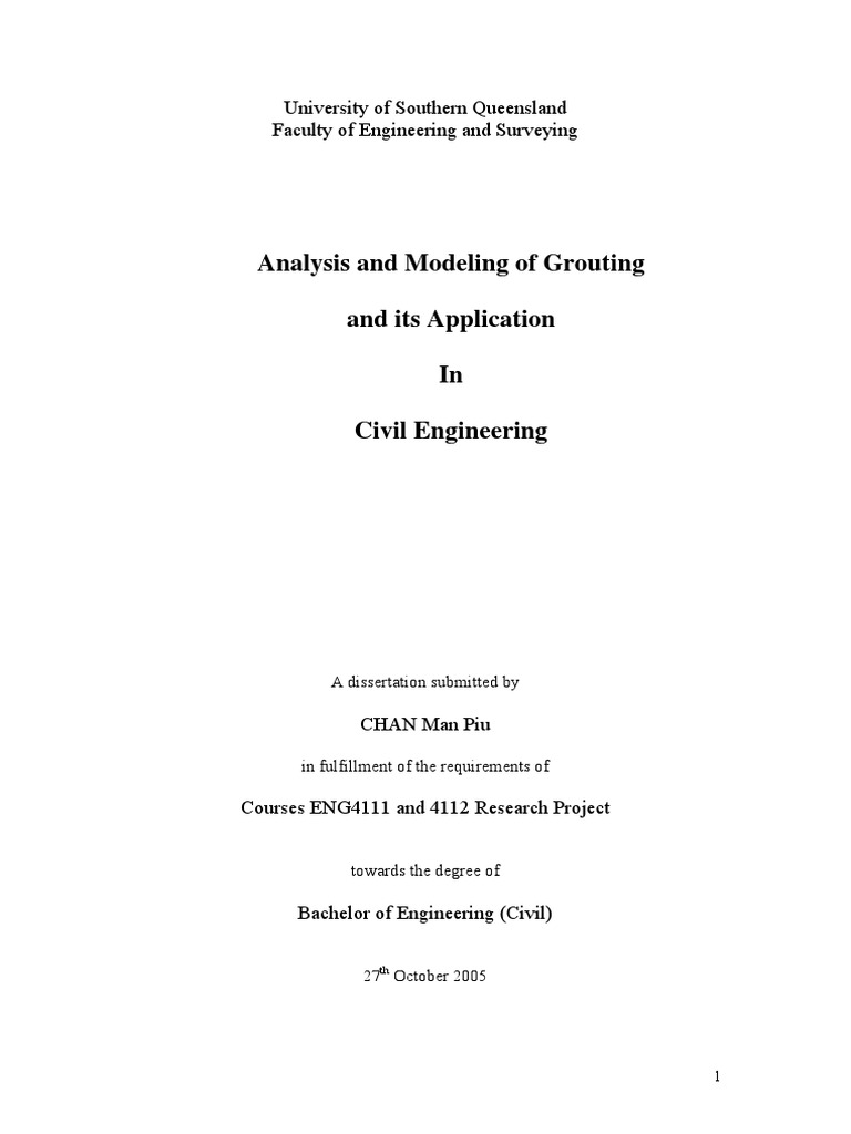BSC Thesis, Chan, M.P., Analysis and Modeling of Grouting and Its ...