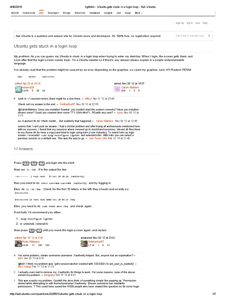 Lightdm Ubuntu Gets Stuck In A Login Loop Ask Ubuntu Pdf Sudo User Computing