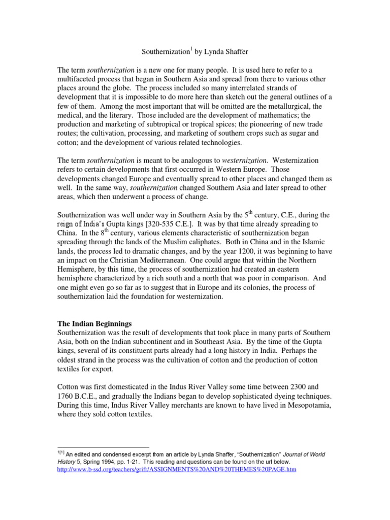 Southernization by Lynda Shaffer | PDF | Cotton | China