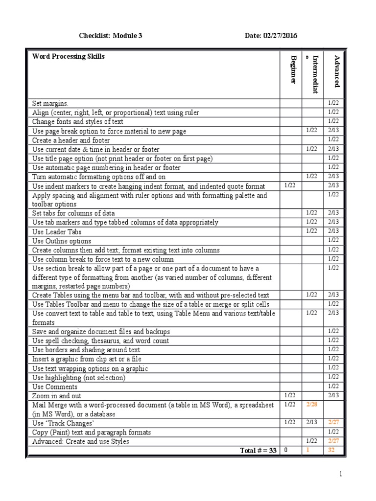 Checklist Module 3 Pdf Spreadsheet Software
