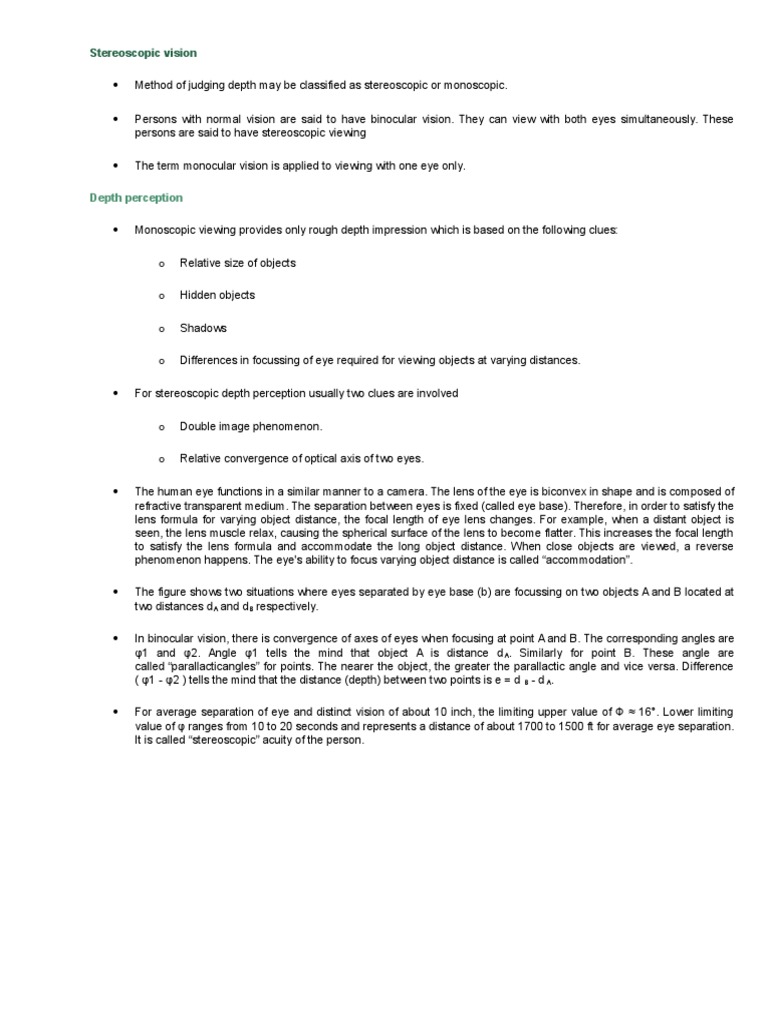 Stereoscopic Vision | PDF | Lens (Optics) | Stereoscopy