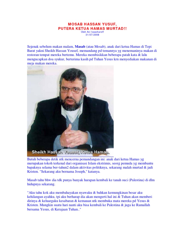Kisah Mosab Hassan Yusuf | PDF