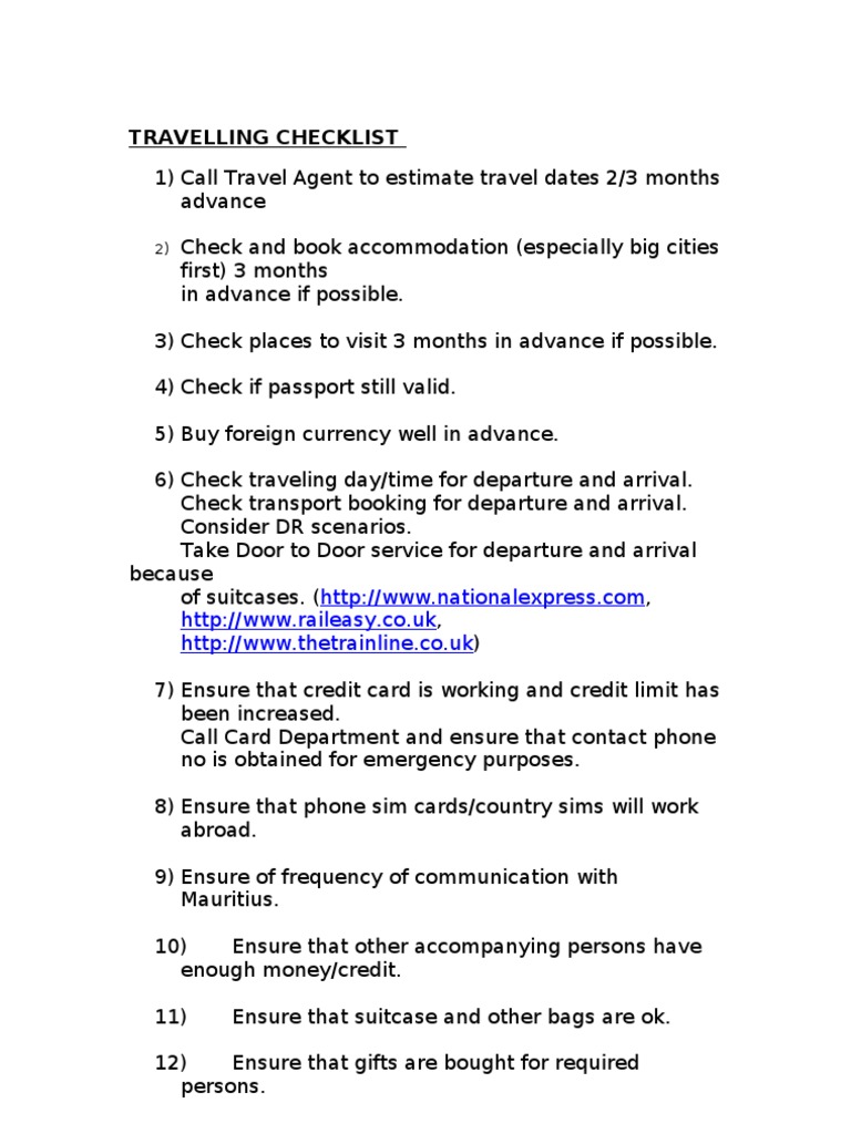 Essential Travel Checklist Guide | PDF
