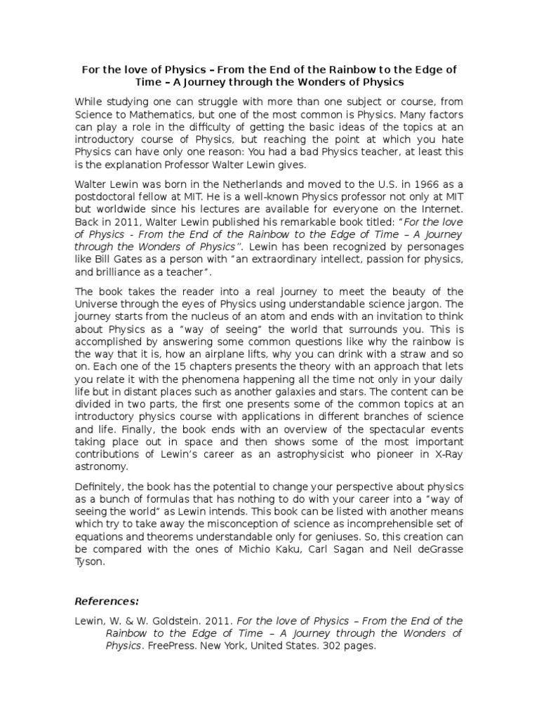 For The Love of Physics' Review | PDF | Physics | Science