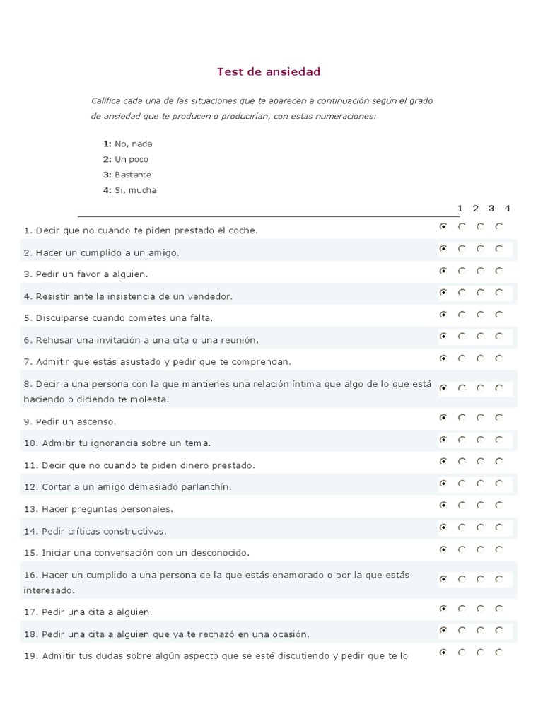 Test de Ansiedad | PDF | Temor | Las emociones