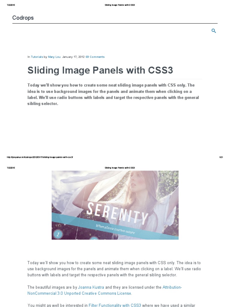 Sliding Image Panels With CSS3 | Download Free PDF | Cascading Style Sheets | Human–Computer ...