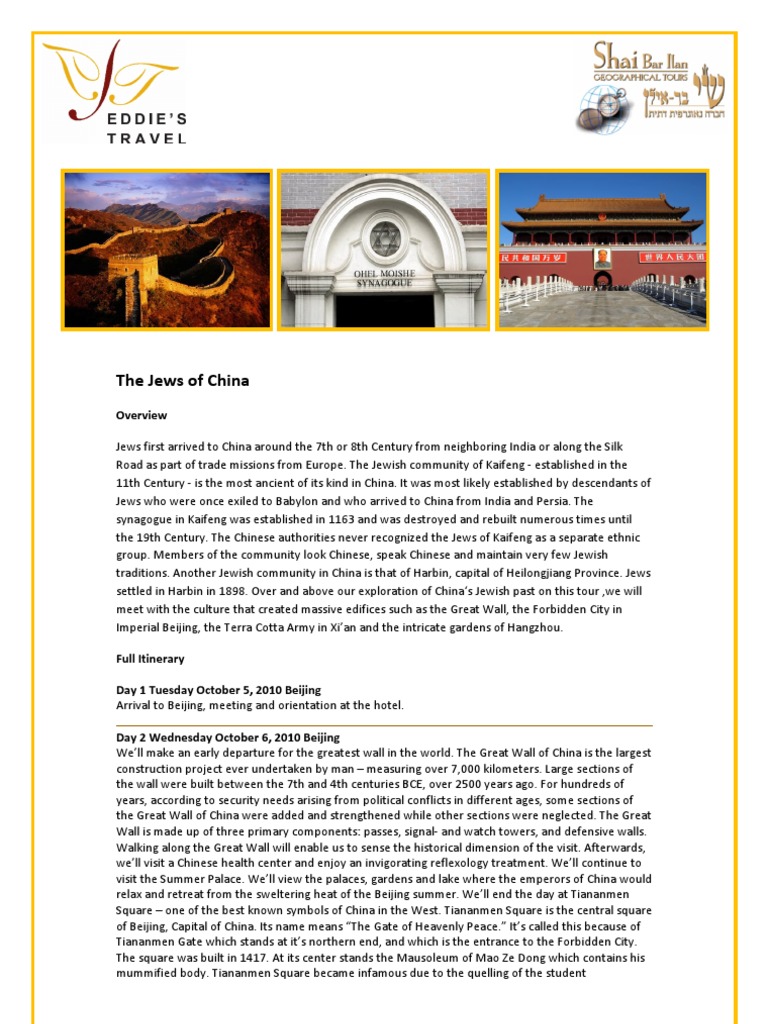 Jews of China Kosher Tour | PDF | Shanghai | Beijing