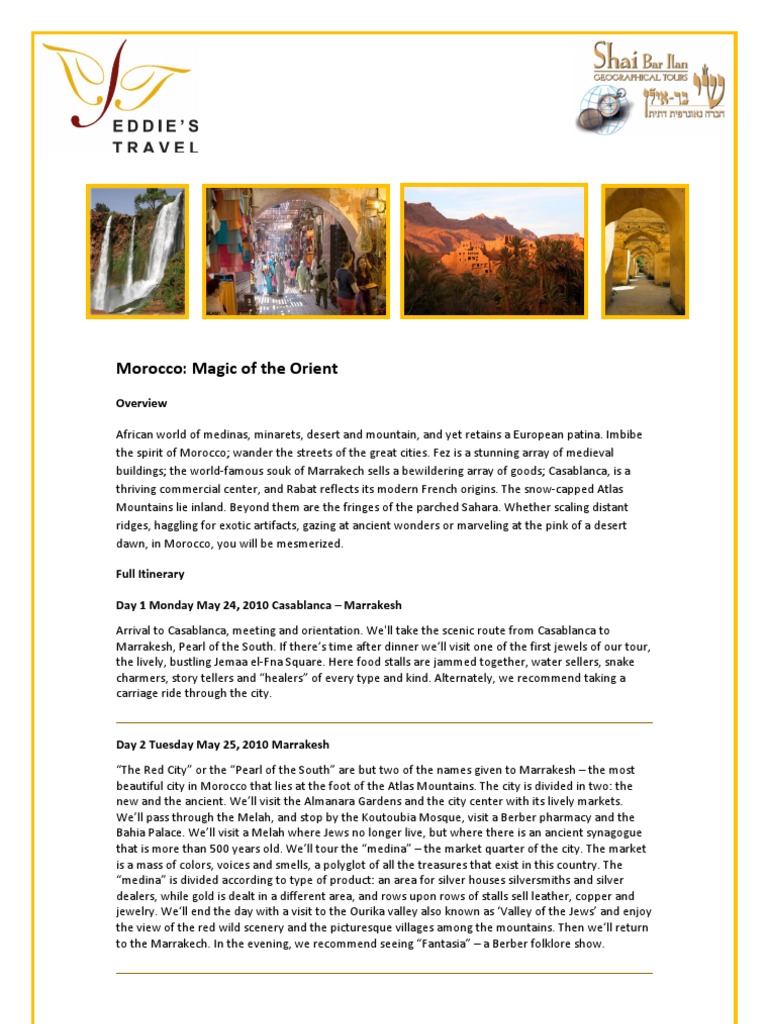 Kosher Tours in Morocco Itinerary | PDF | Morocco | Religion And Belief