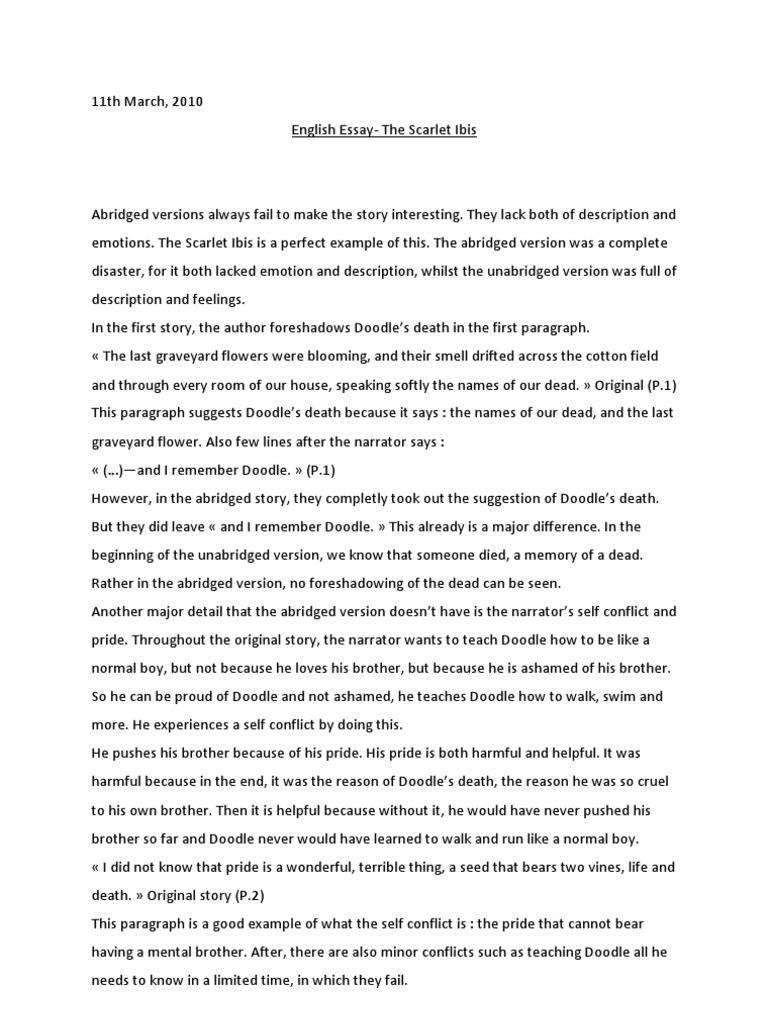 Comparing Abridged vs. Original Scarlet Ibis | PDF