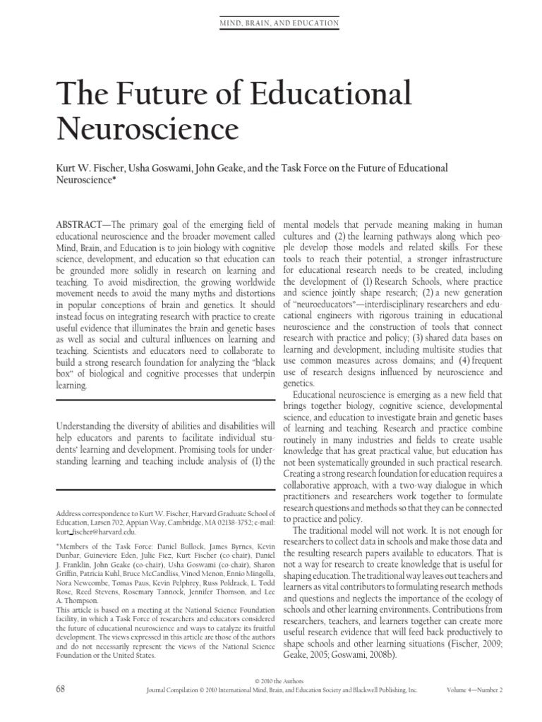 The Future of Educational Neuroscience | PDF | Educational Assessment | Interdisciplinarity