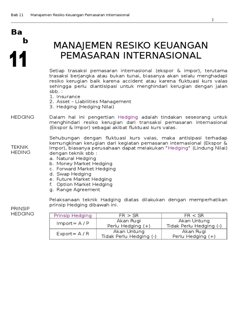 Teknik Hedging dalam Pemasaran Internasional | PDF