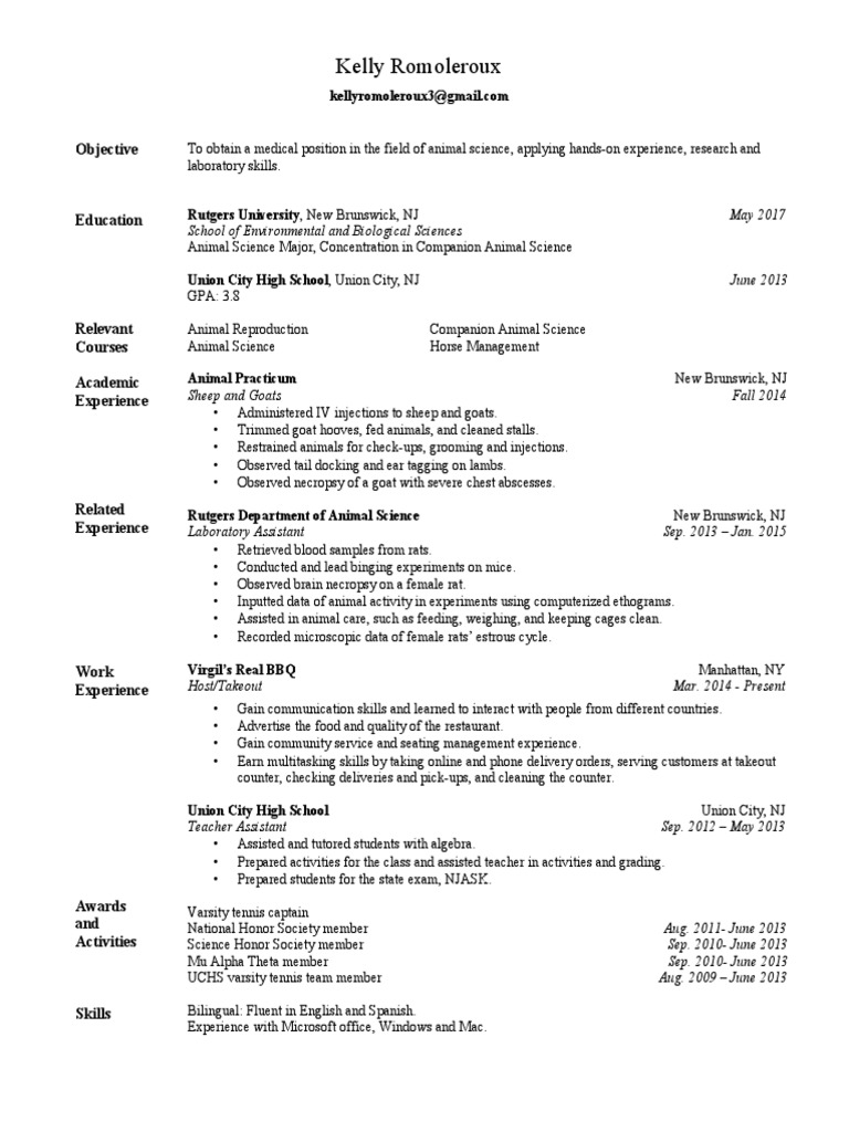 Aspiring Animal Science Professional | PDF