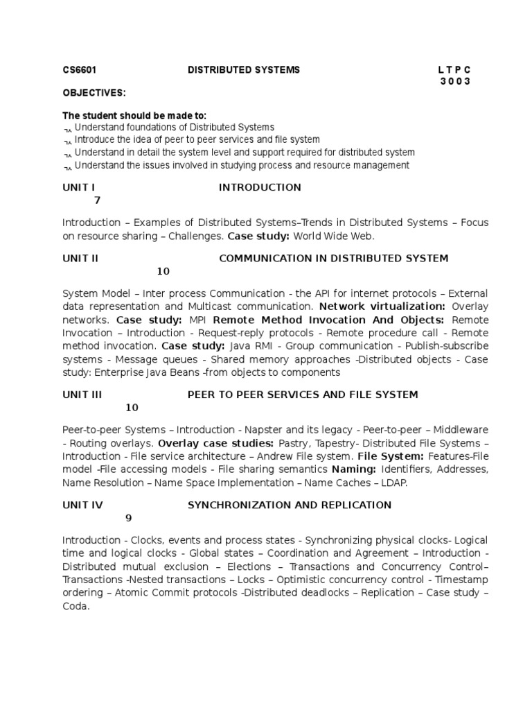 Distributed Systems Syllabus 2013 Pdf Peer To Peer Distributed Computing